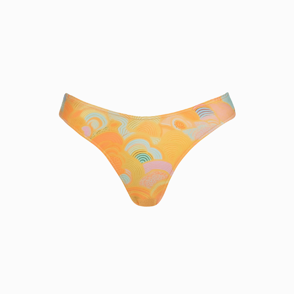 Gold Shell Print Cheeky-cut bikini bottom – Granadilla Swim